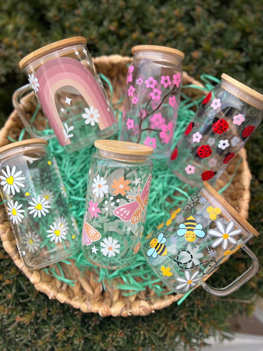 Spring Glass Cup| Spring Cups | Glass Cup| Mug | Glass Mug | Easter ...