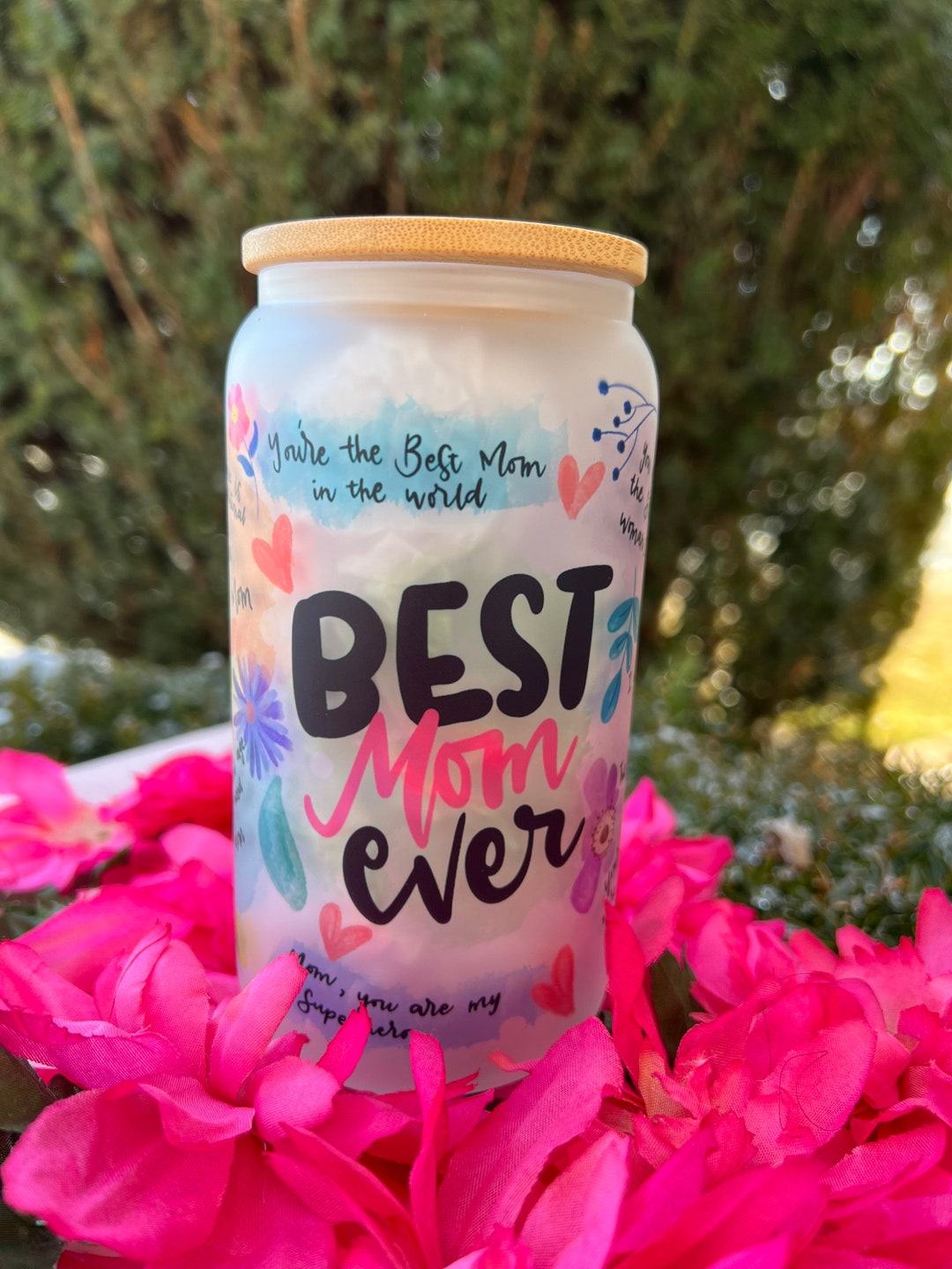 Mom Glass Can| Best Mom | Frosted Can| Gift | Mother’s Day| Glass Can ...