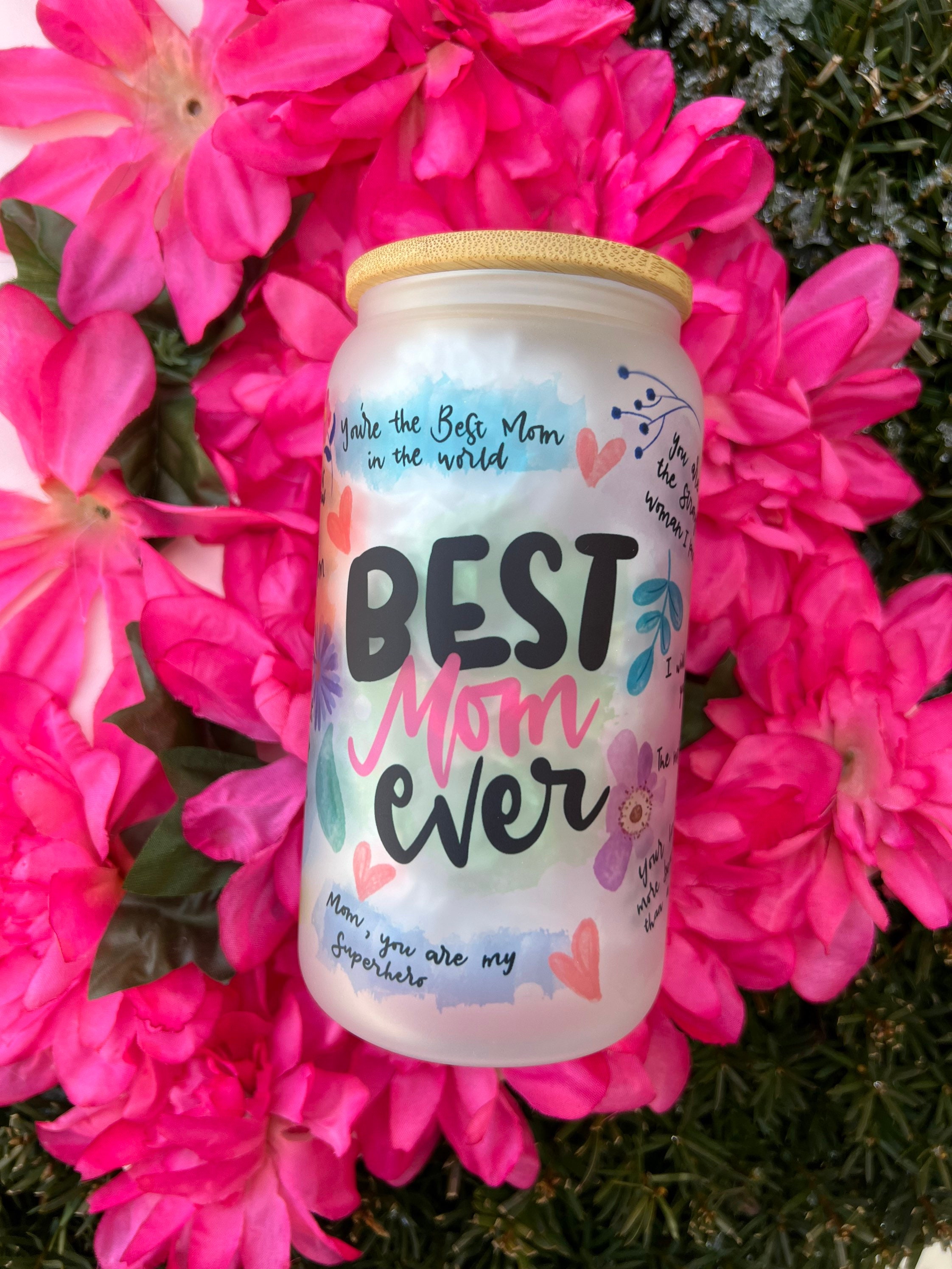 Mom Ever Frosted Glass Can | Mother's Day Gift - Etsy