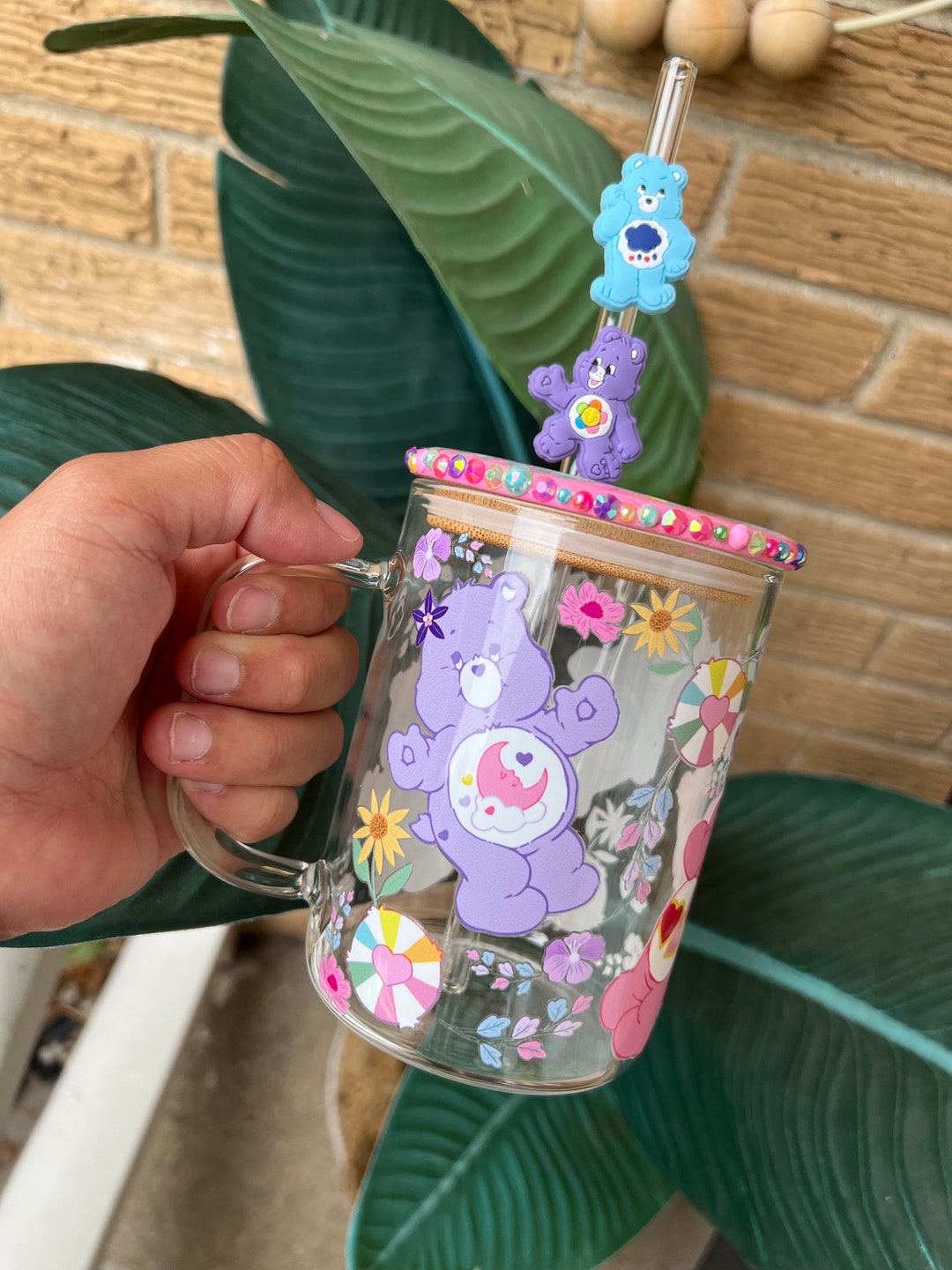 Bears Glass Mug: 16oz Reusable Iced Coffee Cup With Lid - Etsy