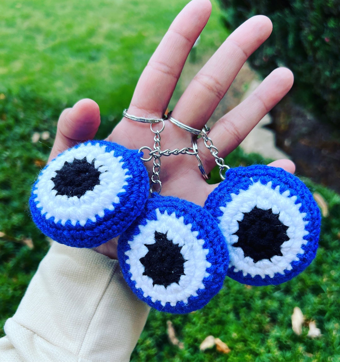 Evil Eye Keychain Crochet | Good Vibes | Blue Eye | Evil Eye | Protect ...