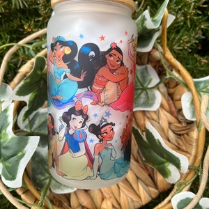 Princess Frosted Glass Can Tumbler: Sublimation Design, 16 Oz - Etsy