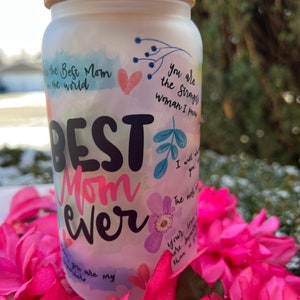Mom Glass Can| Best Mom | Frosted Can| Gift | Mother’s Day| Glass Can ...