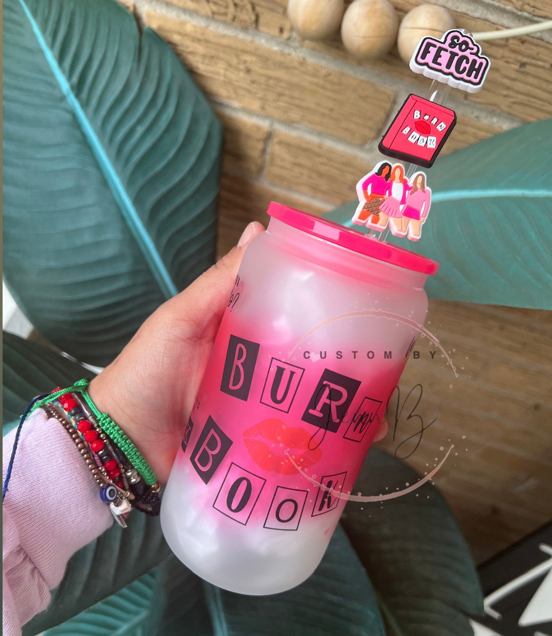 Burn Book Glass Can Pink Cup Girls Girls Cup Movie Cup Frosted Glass ...