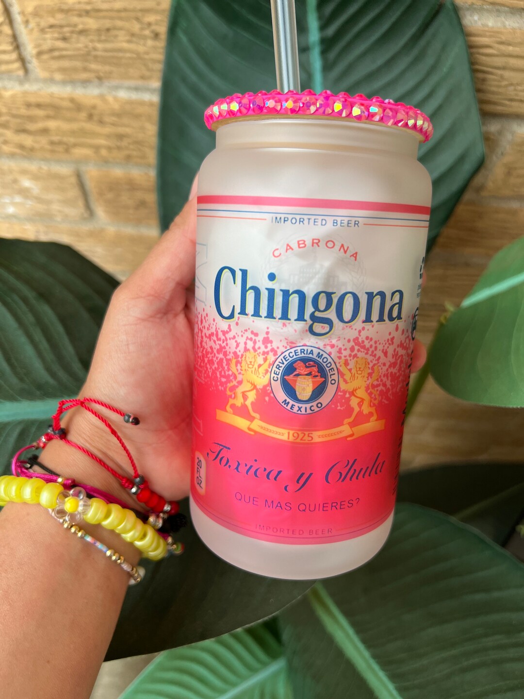 Chingona Beer Glass Can Frosted Can Sublimation Pink Cup Customized Can ...