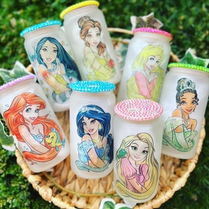 Princess Glass Can Sublimation | Tumbler | Glass Can | Custom-made ...