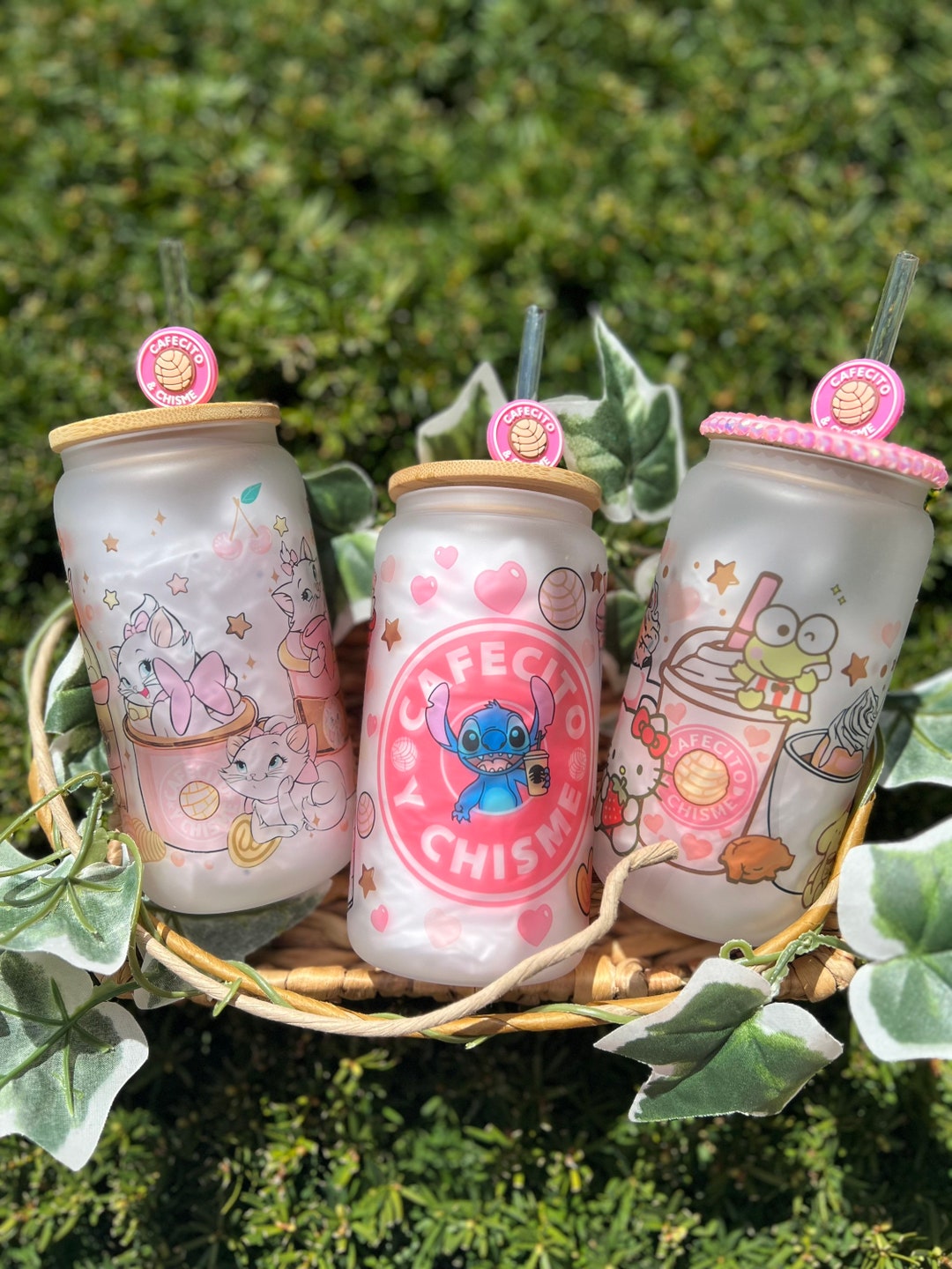 Cafesito Y Chisme Glass Can Stitch Marie Sublimation Frosted Glass Can