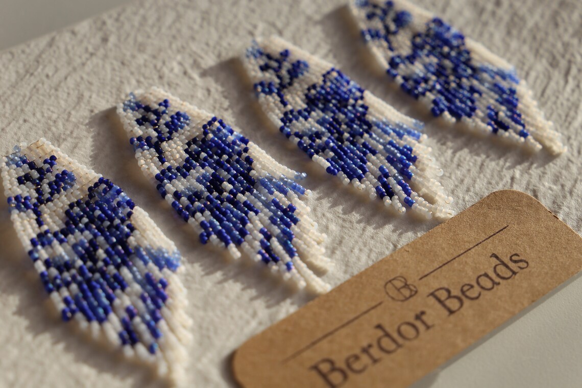 Handwoven Beaded Earrings Long Modern Earrings Delft - Etsy
