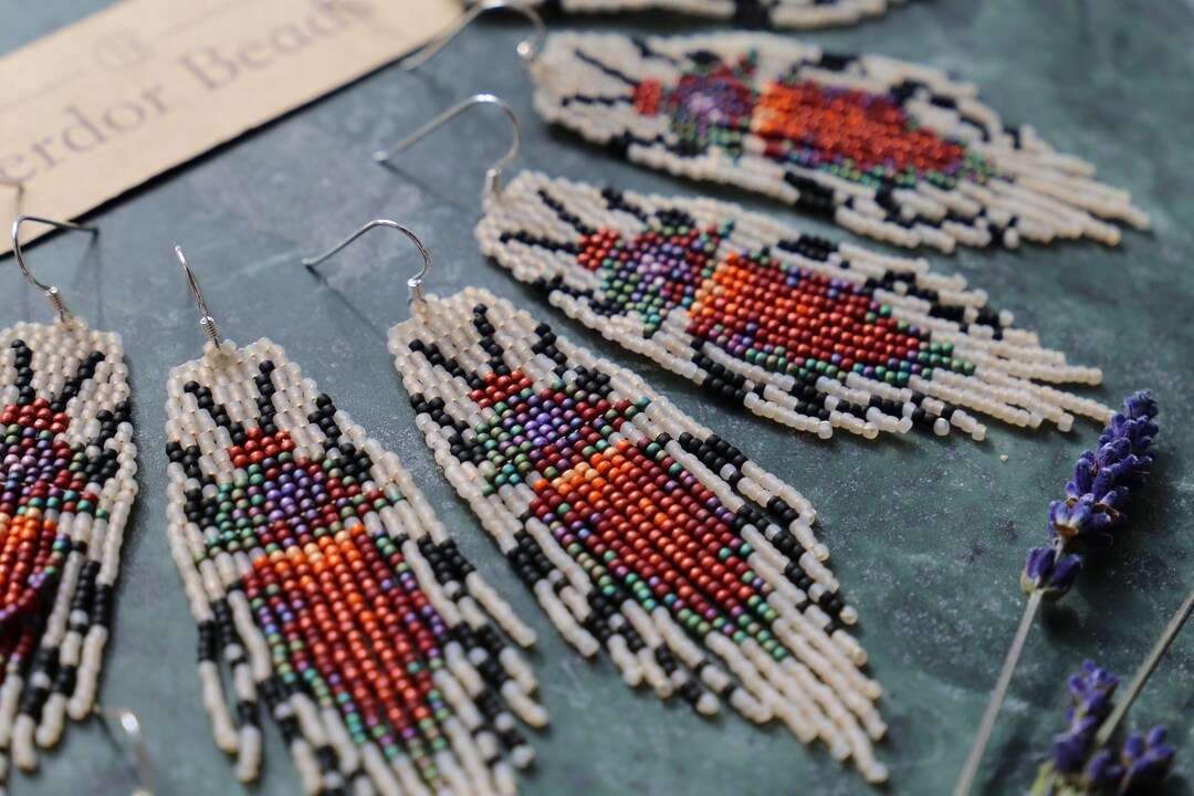 Rust - Handwoven Beaded Earrings,handmade Gifts,beige,harvest ...