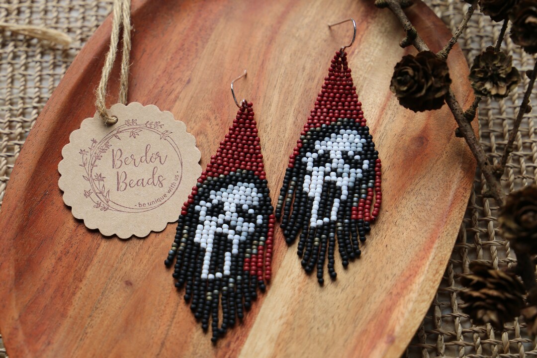 Scream - Handwoven Beaded Earrings,halloween Earrings,fringe Earrings ...