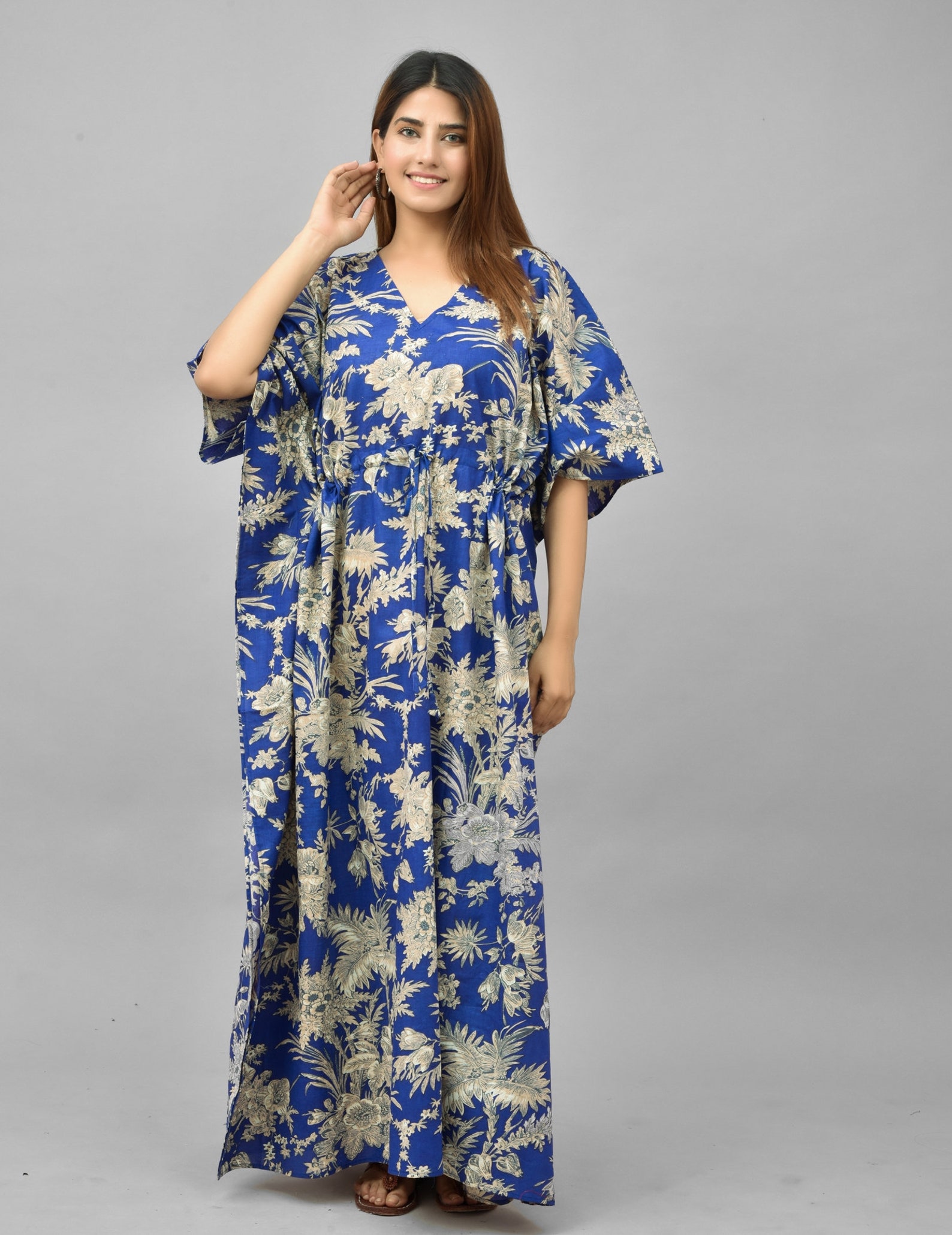 Cotton Kaftan Indian Floral Kaftan Long Caftan Dress for to - Etsy