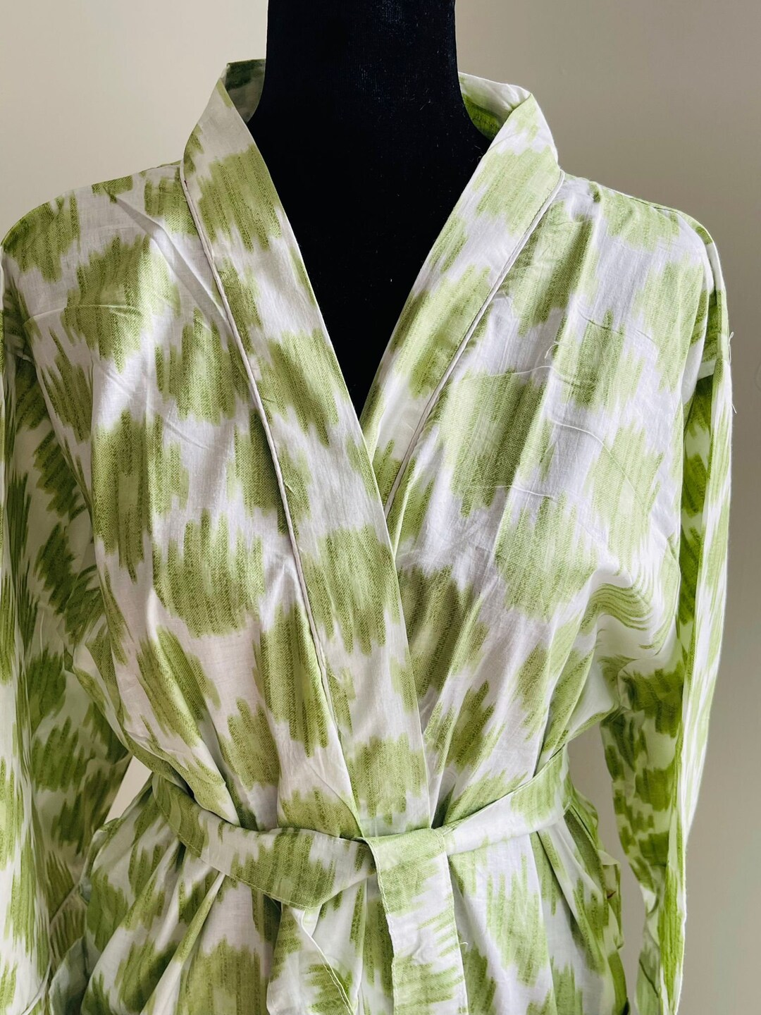 Cotton Kimono Robe, Cotton Dressing Gown, Handmade Cotton Robe ...