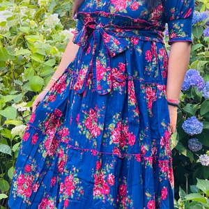 Hand Block Printed Dress Women's Valentine's Day Gift Midi Dress Cotton ...