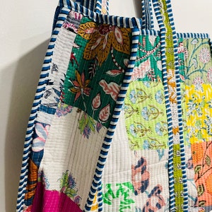 Quilted Patchwork Tote Shoulder Patch Bag Cotton Handprint Floral Eco ...