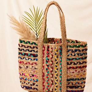 Indian Jute Bag Ethnic Handmade Colorful Women Hand Bag Jute Work Tote ...