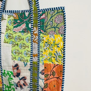 Quilted Patchwork Tote Shoulder Patch Bag Cotton Handprint Floral Eco ...