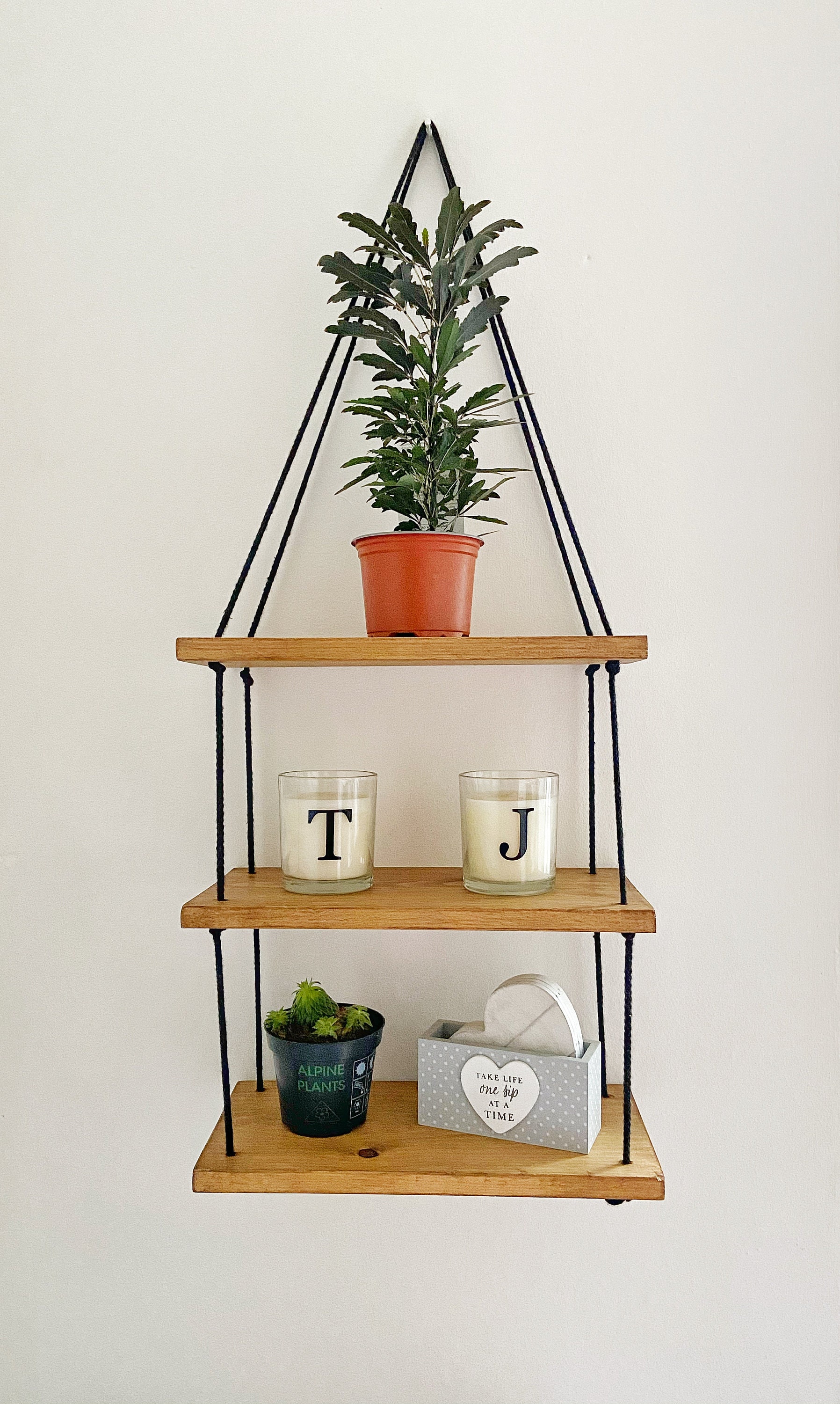 Shelf/rope Shelf/tiered Shelf/shelves/wood/hanging Rope Shelves/rope ...