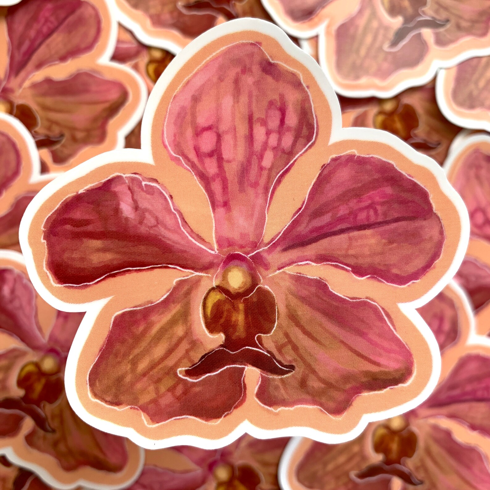 Pink Orchid Flower/ Glossy Vinyl Sticker/ Sticker for | Etsy