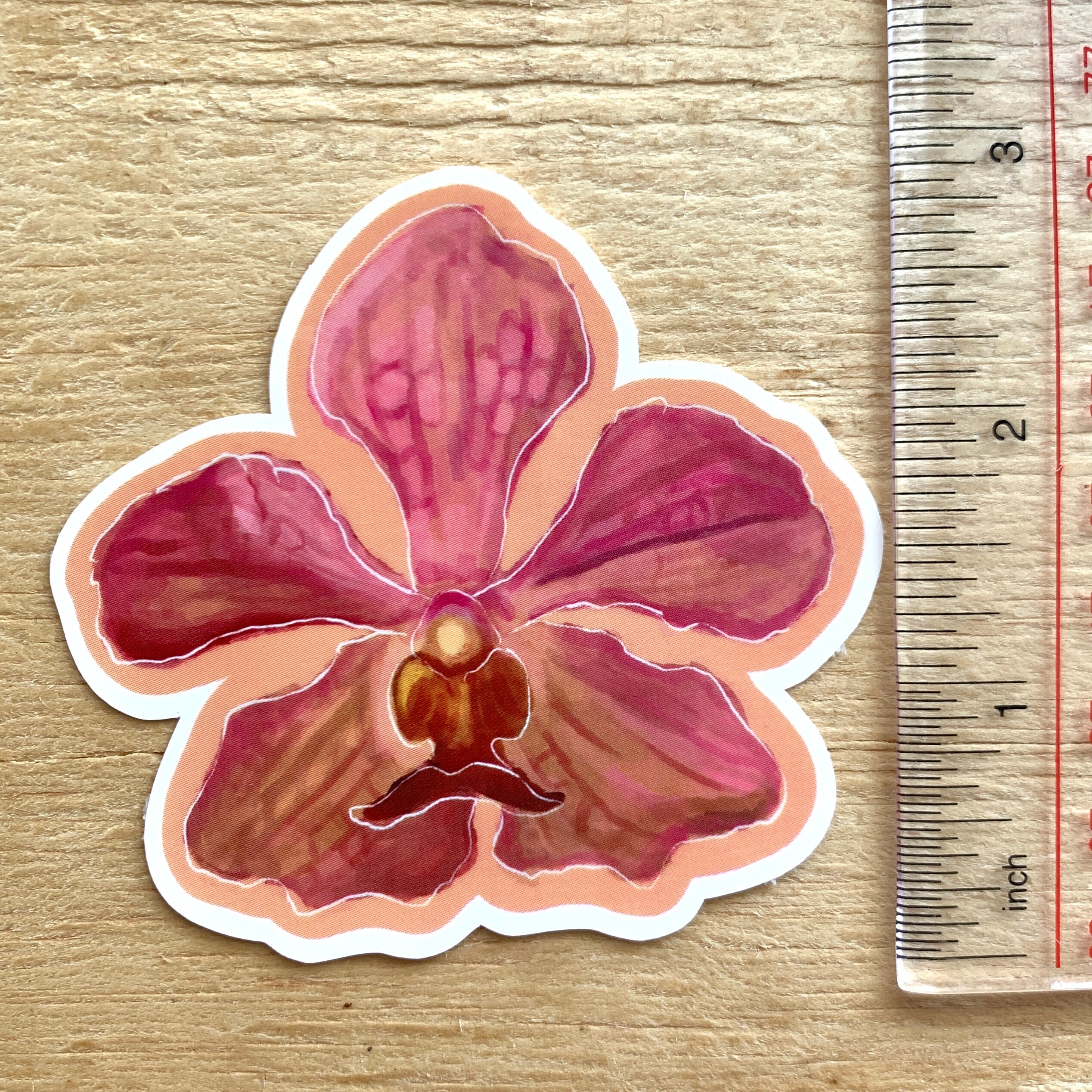 Pink Orchid Flower/ Glossy Vinyl Sticker/ Sticker for | Etsy
