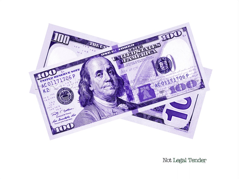 Purple Novelty 100 Dollar Bills: Prop Money Full Print - Etsy