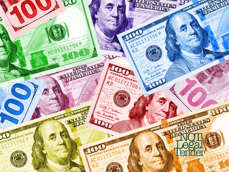 7 Color Bill Set Pink Red Yellow Blue Purple Orange Green - Etsy