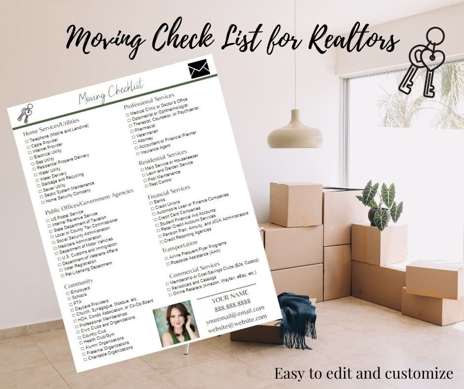 Moving Check List Digital Files Real Estate - Etsy
