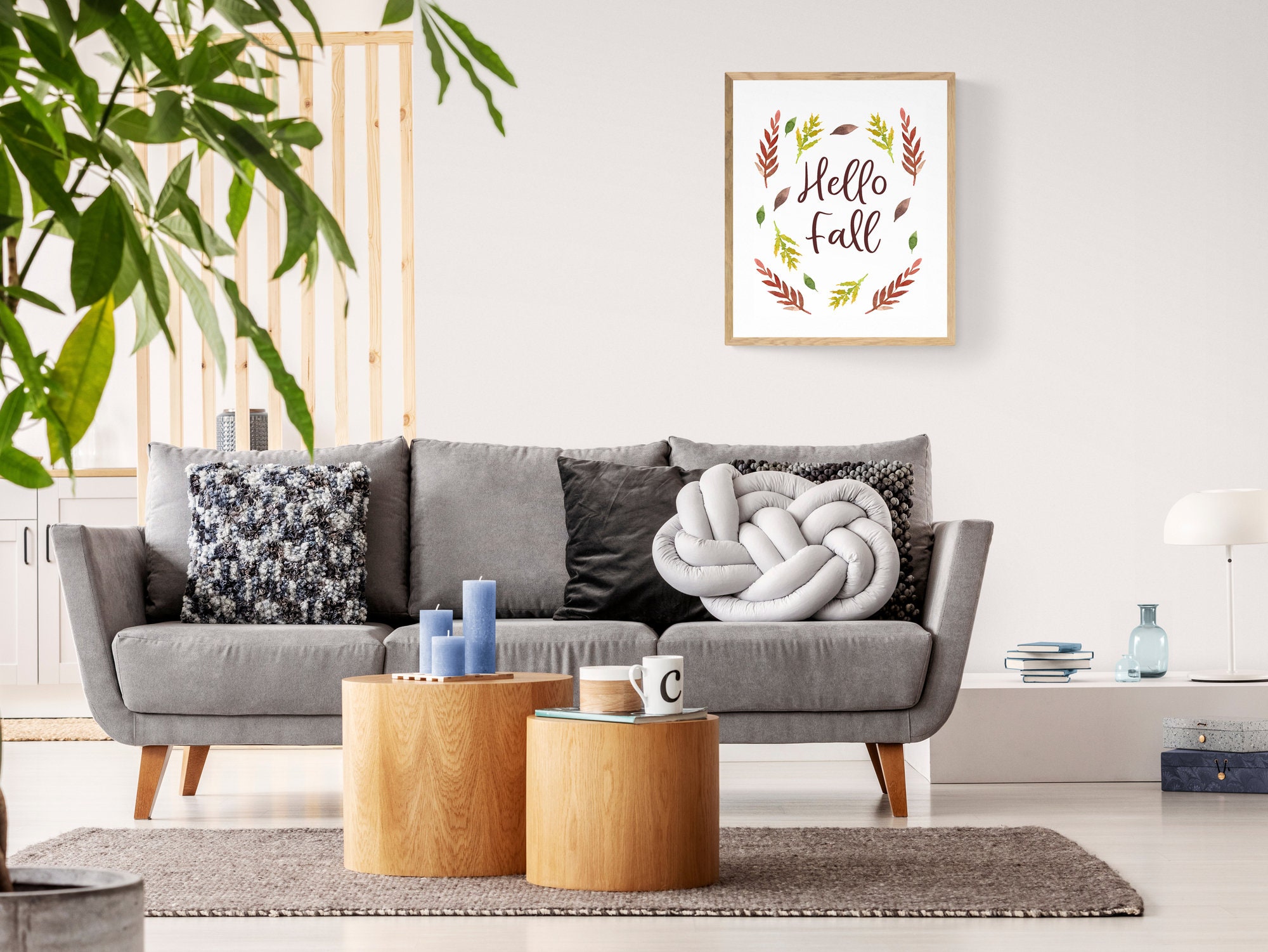 Instant Download JPG File. Hello Fall Sign, Fall Wall Decor, Autumn Art ...