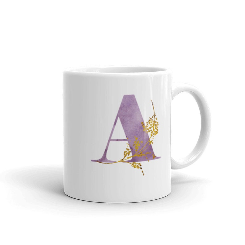 Mauve Monogram Initial Name Coffee Mug. Microwave Dishwasher Safe ...