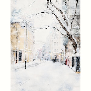 Snowy Street Watercolor Art Print. Hallway Printable Wall Art. Instant ...