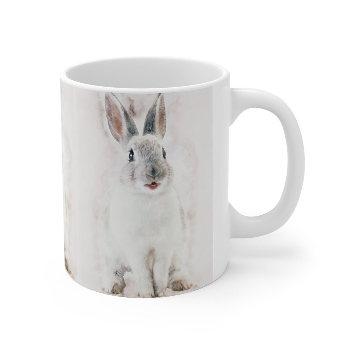 Watercolor Bunny Mug. White Ceramic Mug. Coffee Lover Gift. Rabbit Tea ...