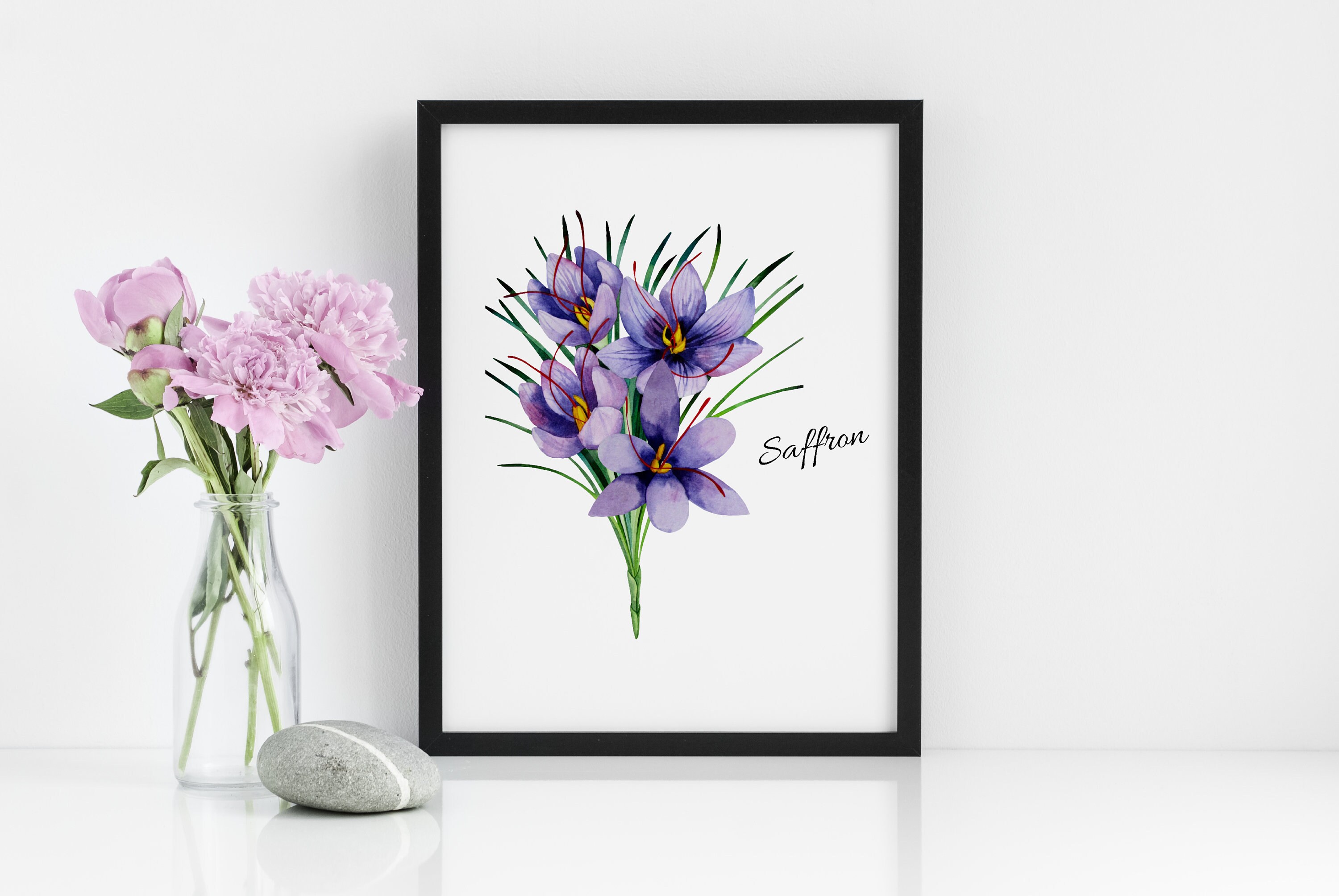 Saffron Framed Poster. Herb Art Print. Living Room Wall Decor. 8x10 - Etsy