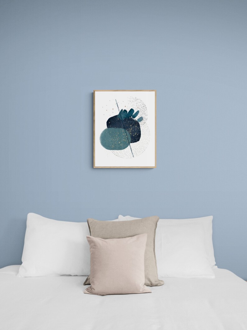 Blue Printable Wall Art, Blue Bedroom Print, Watercolor Printable ...