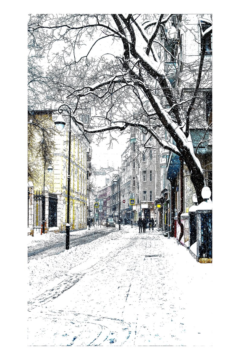 Winter City Street Art Print. Printable Wall Art. Instant Download JPG ...