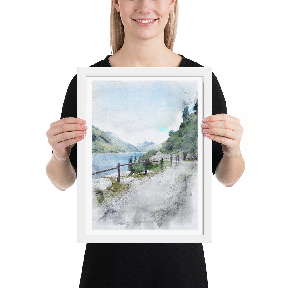 Framed poster 12x16. Watercolor Art Print. Living Room | Etsy