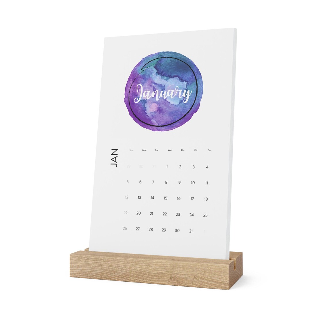 2025 Watercolor Vertical Desk Calendar. 2025 Calendar With Wooden Stand ...