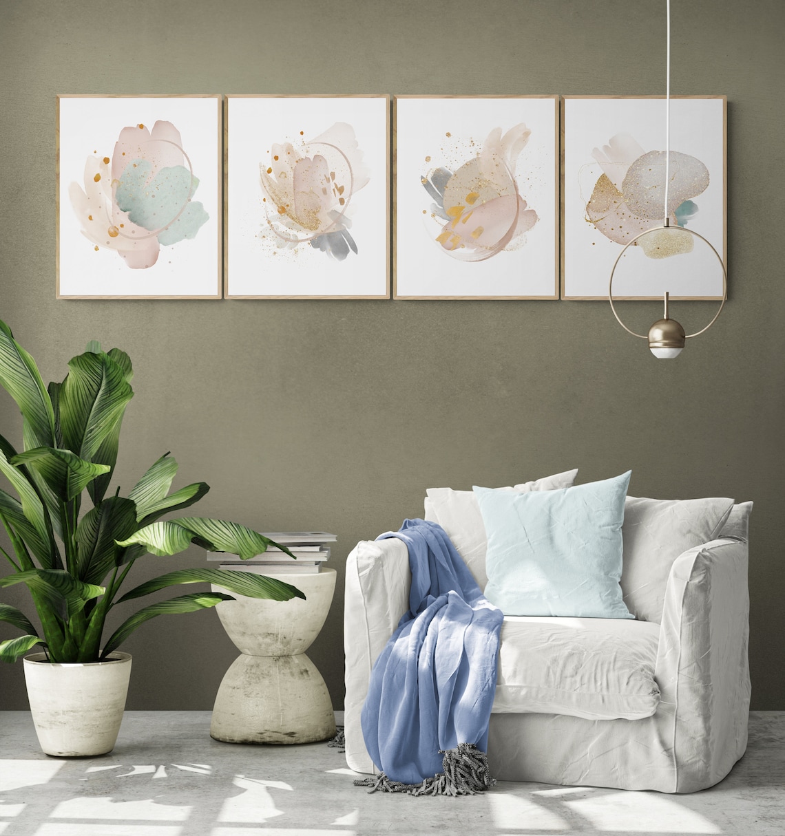 Hallway Prints Neutral Wall Art Abstract Watercolor Print | Etsy