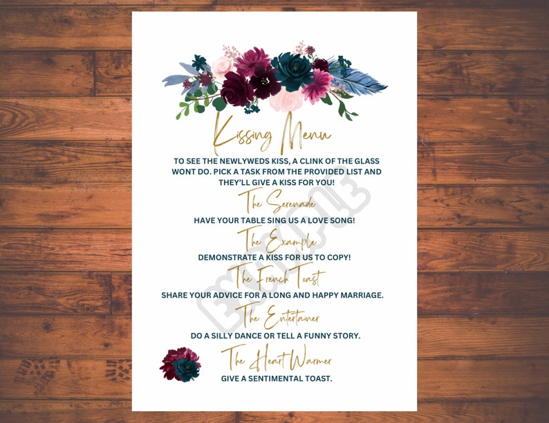 Wedding Reception Kissing Menu | Toasting First Kiss Bride Groom Wed ...