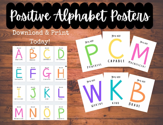 Positive Classroom Alphabet Posters I Teacher Decorations | Etsy