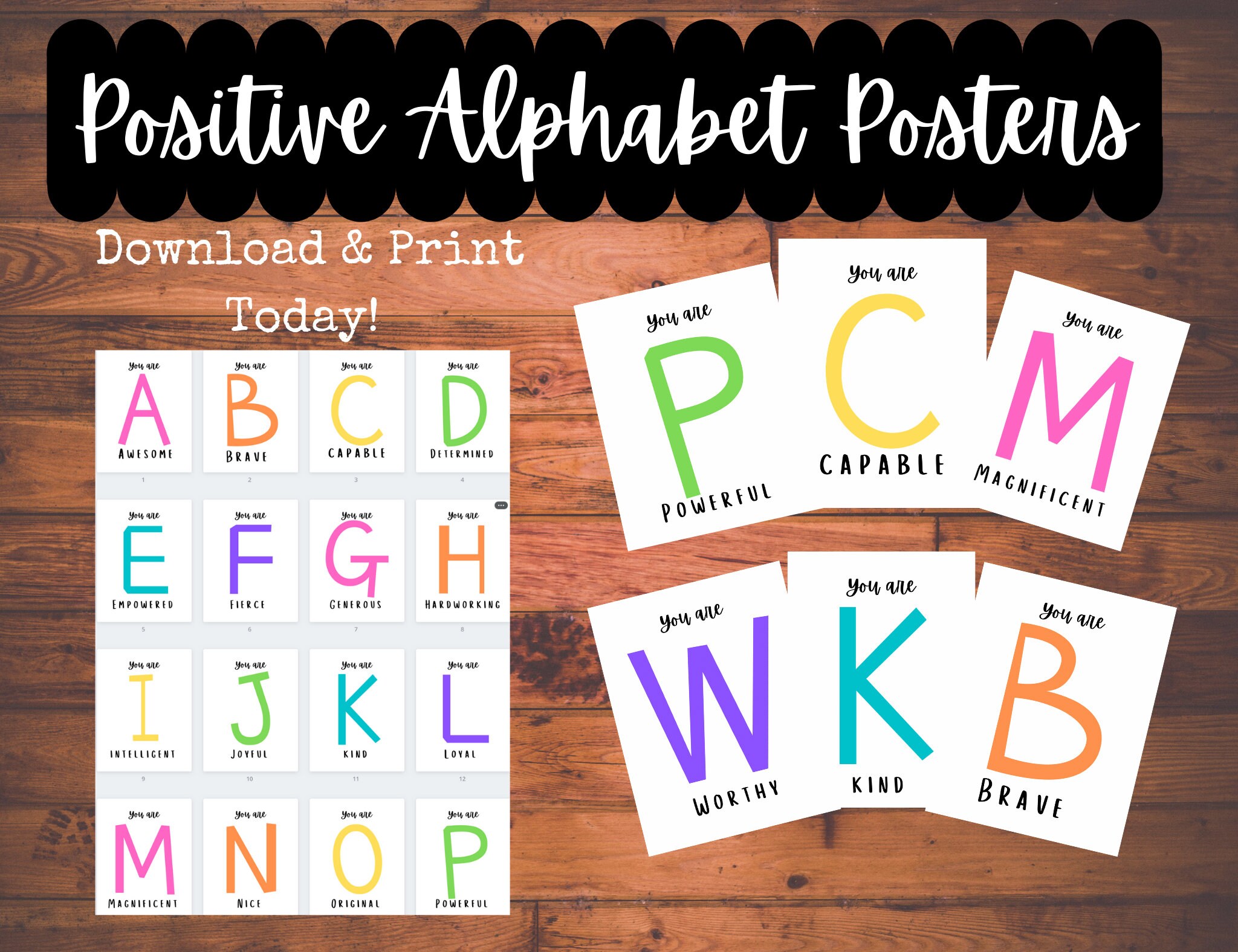 Positive Classroom Alphabet Posters I Teacher Decorations - Etsy