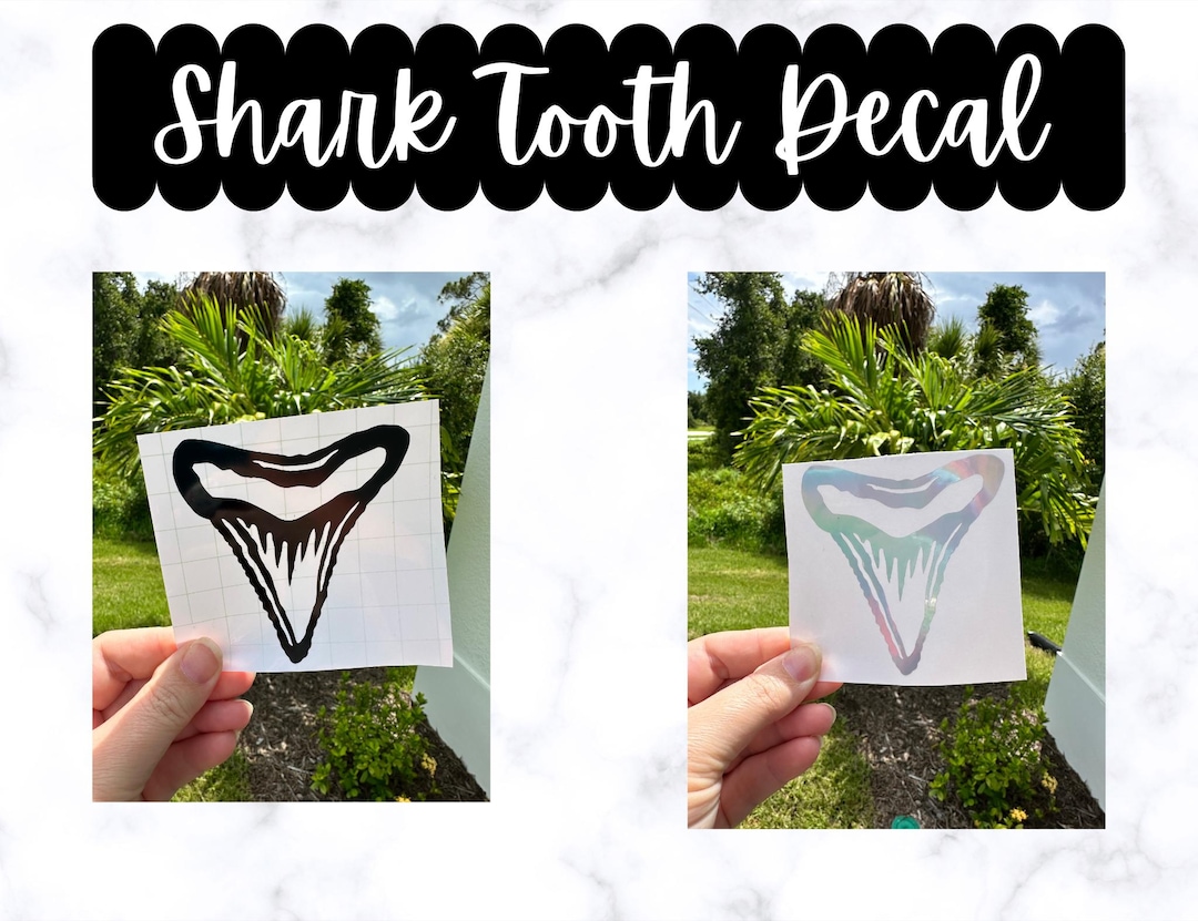 Shark Tooth Decal | Sticker Cling Car Sticker Multiple Colors & Sizes ...