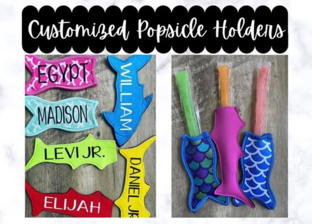 Kids Customized Popsicle Holders Mermaids, Sharks, Alligators, Lobsters ...
