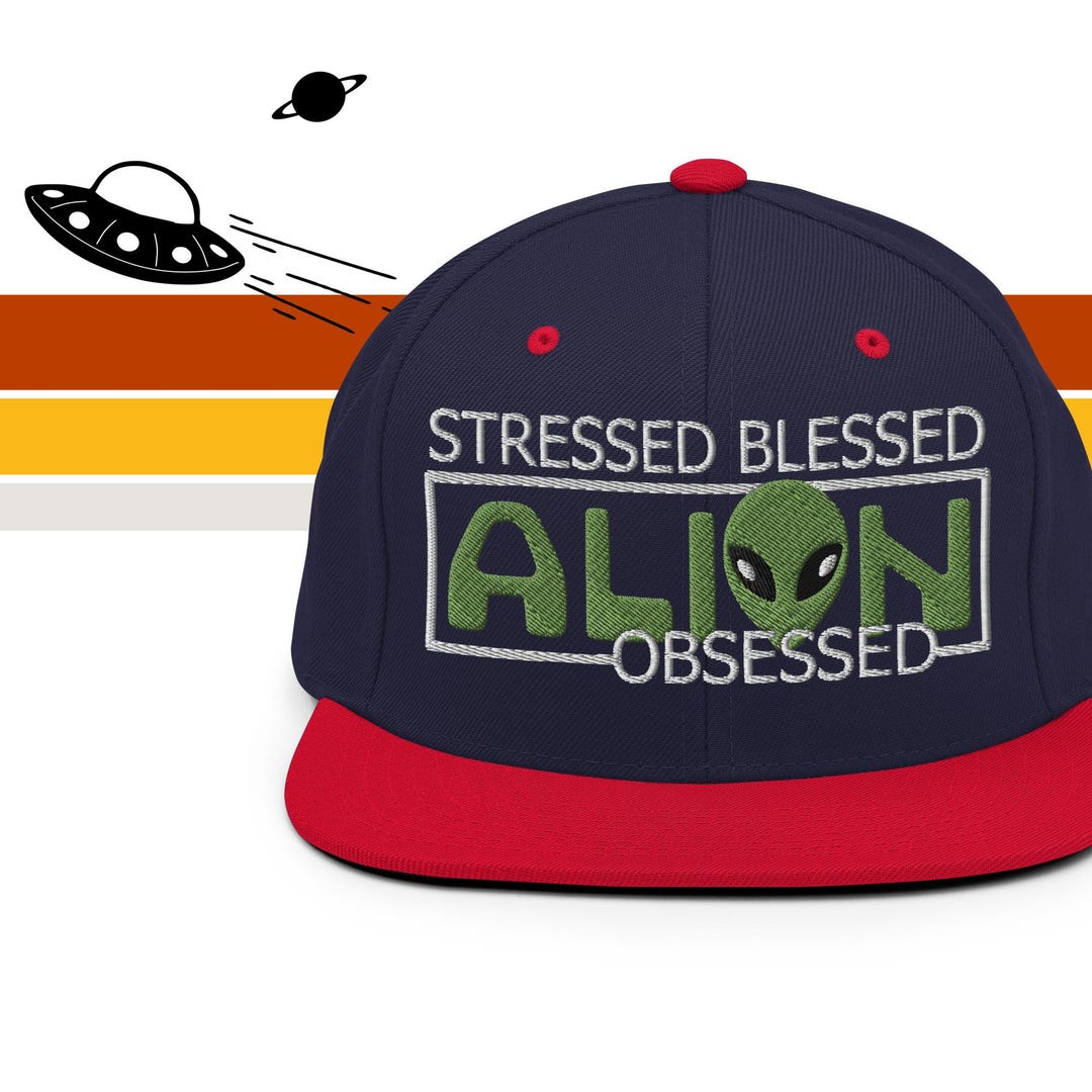 Alien Obsessed Hat, Stressed Blessed Alien, Ufology Hat, UFO Gift ...