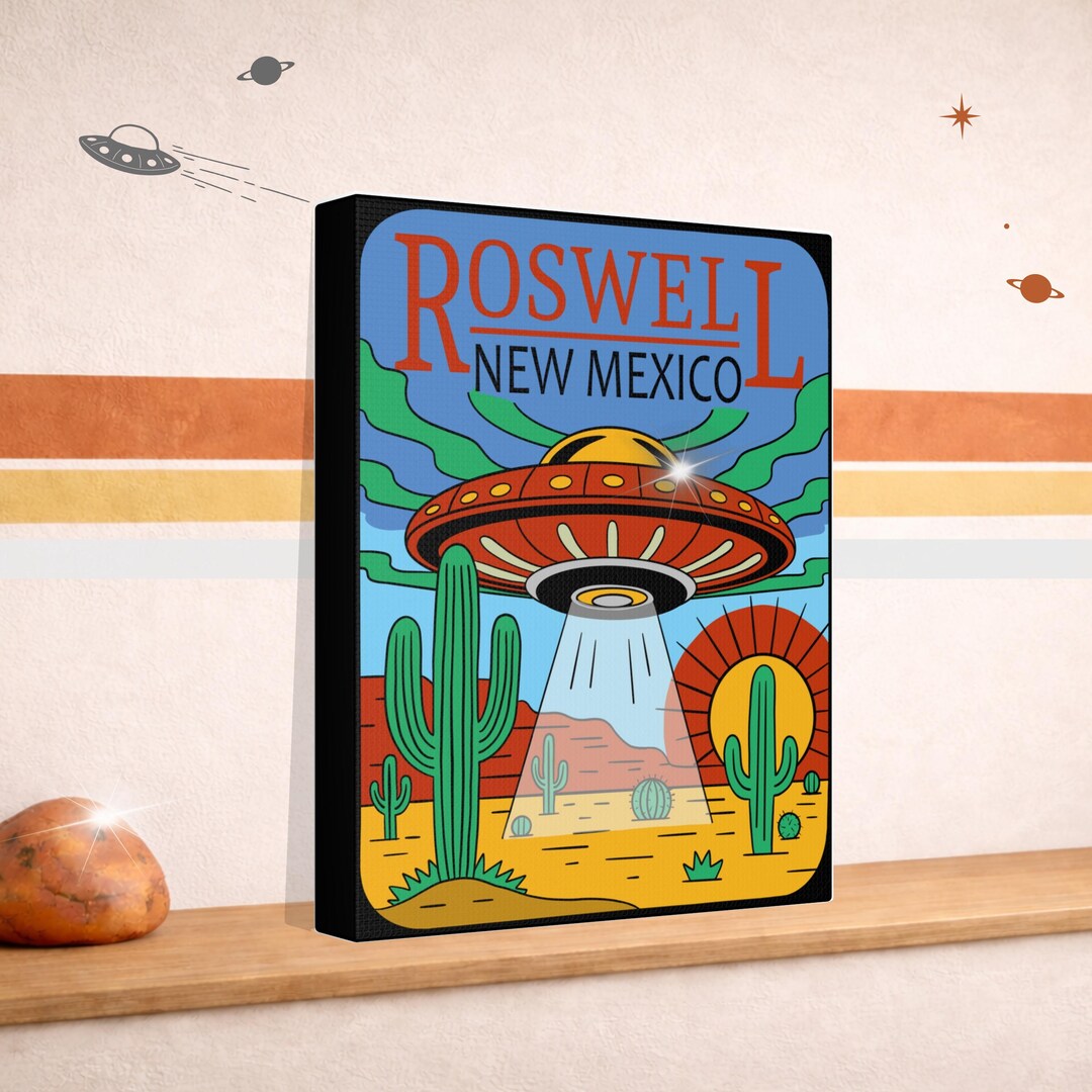 Roswell New Mexico Wall Art: Canvas Print UFO 80's Paranormal Poster - Etsy