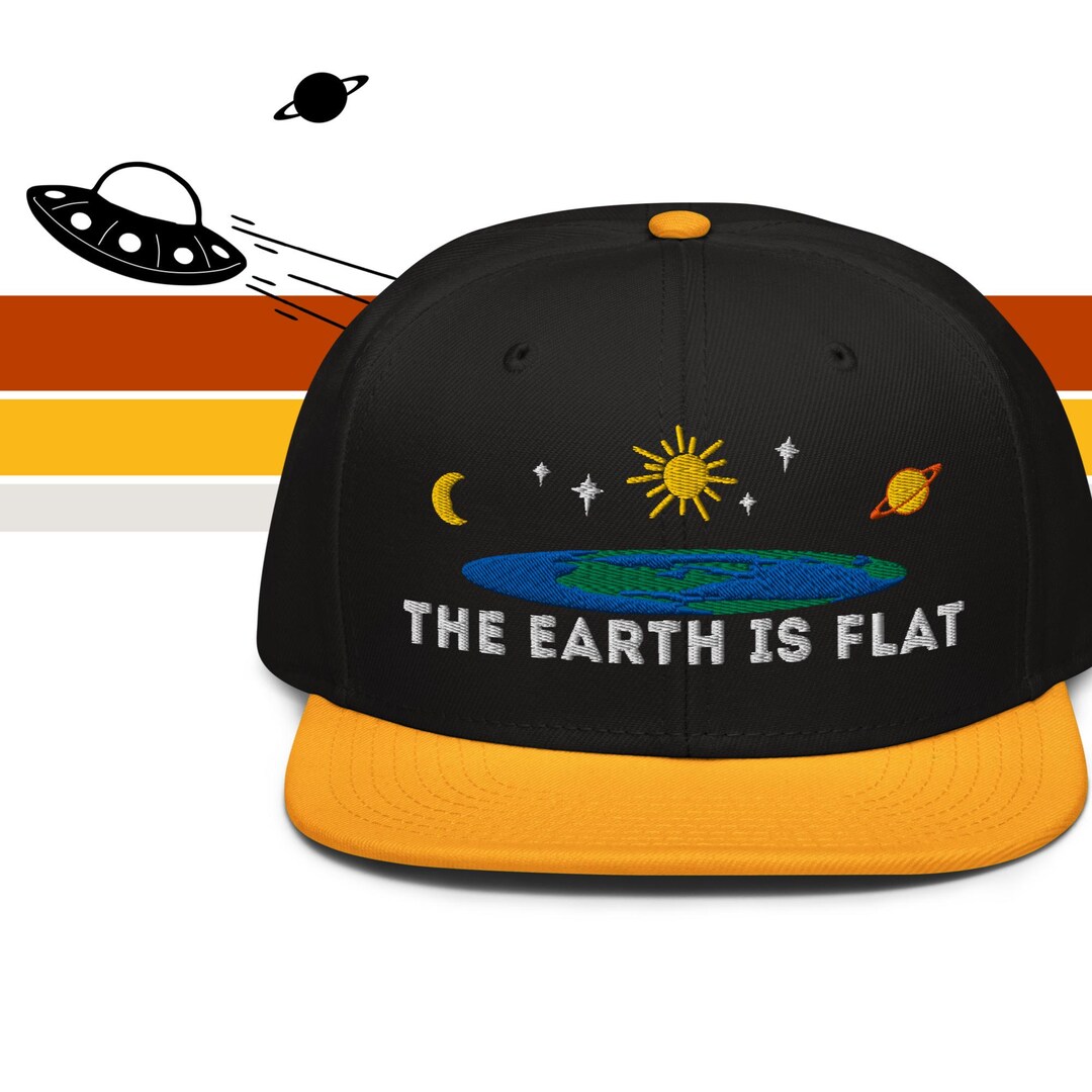Flat Earth Society Hat: Embroidered Snapback Cap, Conspiracy Theory ...