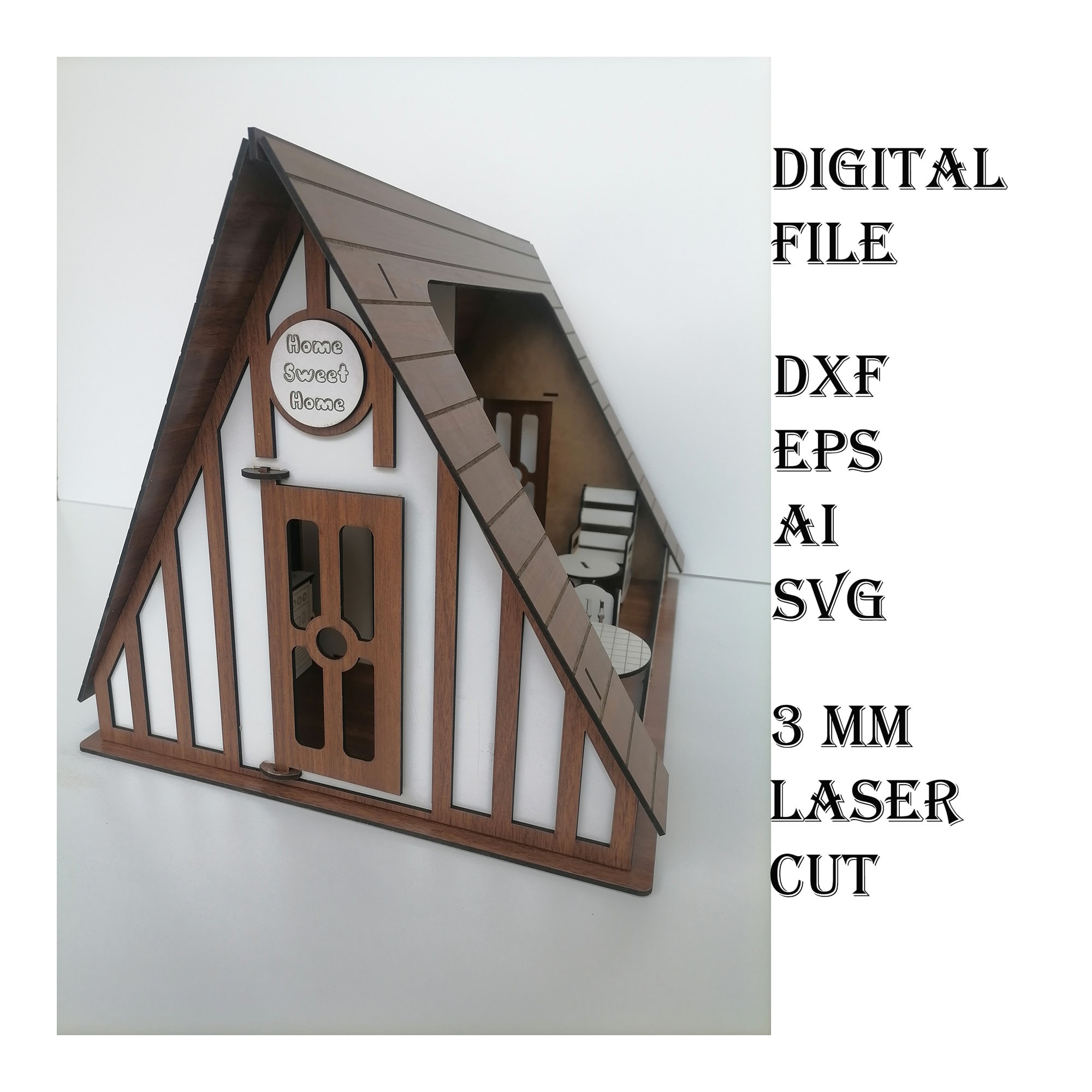 Dollhouse Svg File, Dollhouse Kit Dxf File, Furniture Miniatures ...