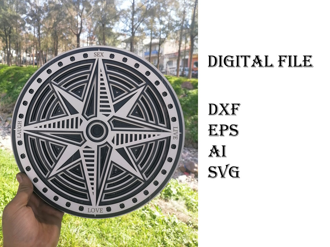 Compass Svg, Digital Cut File, Multi Layer Compass, Laser Cut File - Etsy