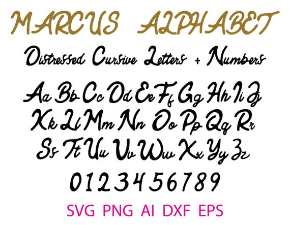 Cursive Font Svg Distressed Font Svg Vintage Font Svg Bold | Etsy Canada