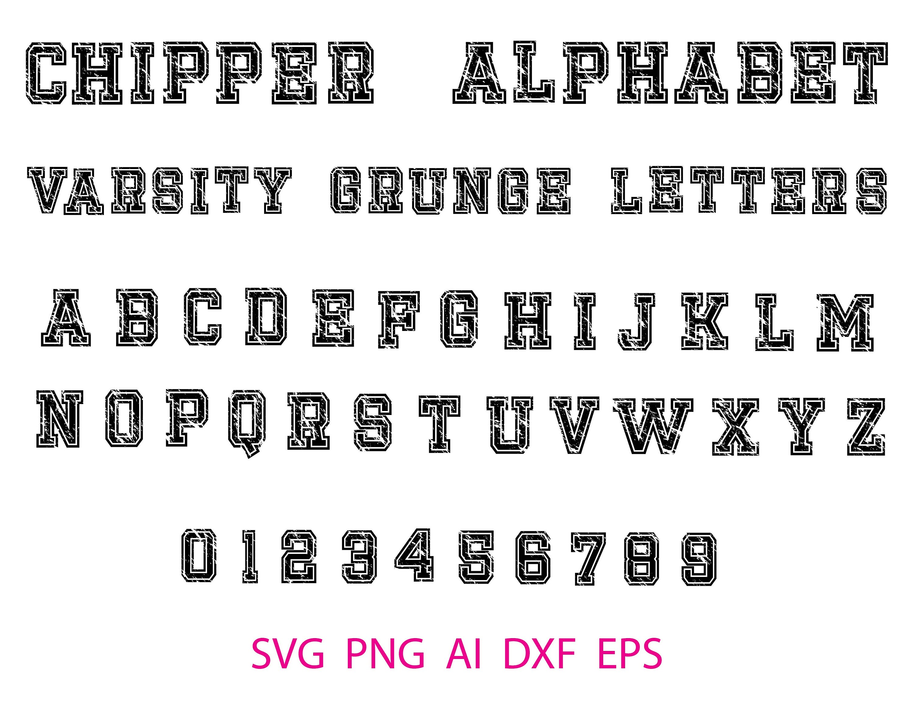 Varsity Font Svg Grunge Font Svg Varsity Letter Font - Etsy