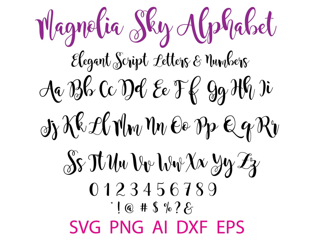 Magnolia Sky Font,magnolia Font Svg,magnolia Font for Cricut,tattoo ...