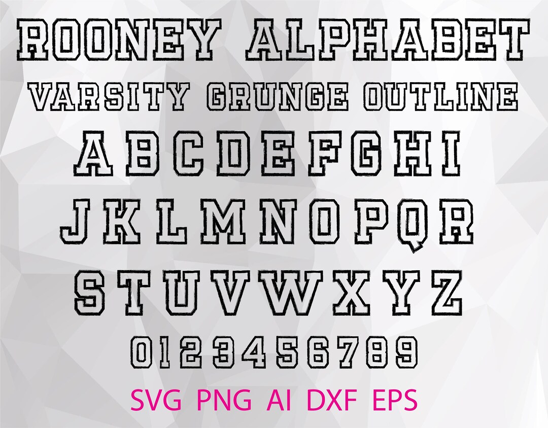 Varsity Font Svg, Grunge Font Svg, Outline Font Svg, Varsity Letter ...